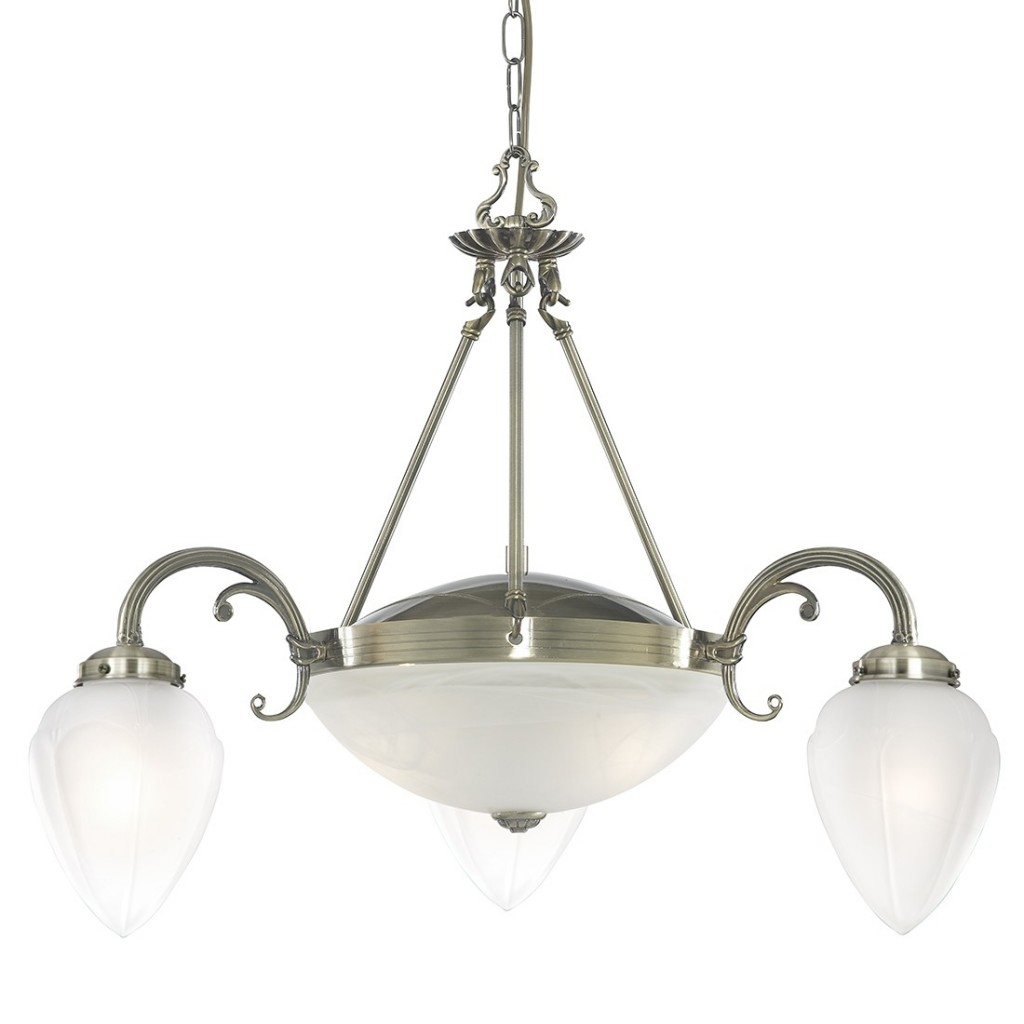 REGENCY ANTIQUE BRASS 5 LIGHT FITTING WITH ACID GLASS SHADES – 1995-5ab ...