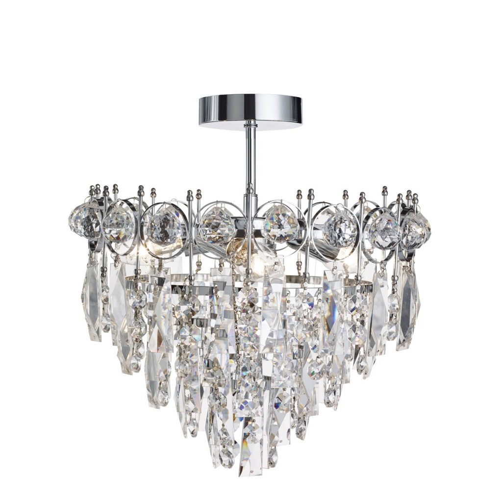 CATHERINE CHROME 3 LIGHT CEILING FITTING WITH CRYSTAL DECORATION – 2593 ...