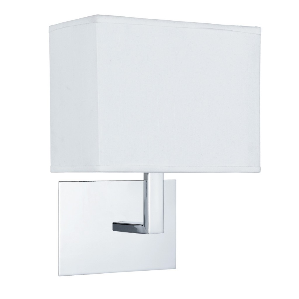 CHROME WALL LIGHT WITH WHITE RECTANGULAR FABRIC SHADE – 5519CC ...