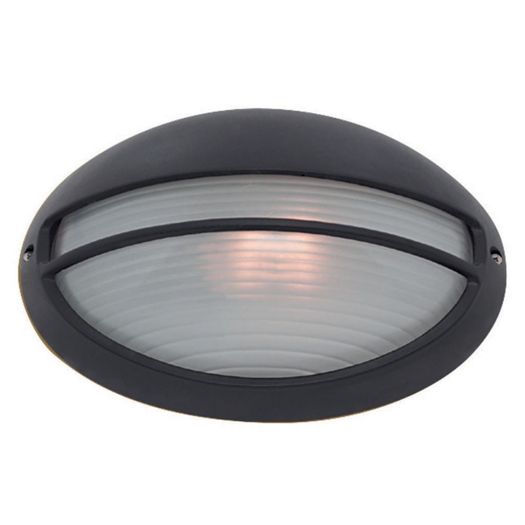 BLACK IP44 OVAL BULKHEAD OUTDOOR LIGHT WITH RIDGED OPAL GLASS – 5544BK ...